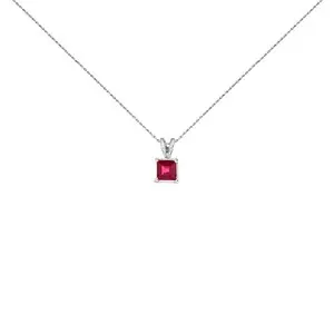 HAUS OF BRILLIANCE 14k Gold Gemstone Solitaire Pendant Necklace - Red Ruby | White